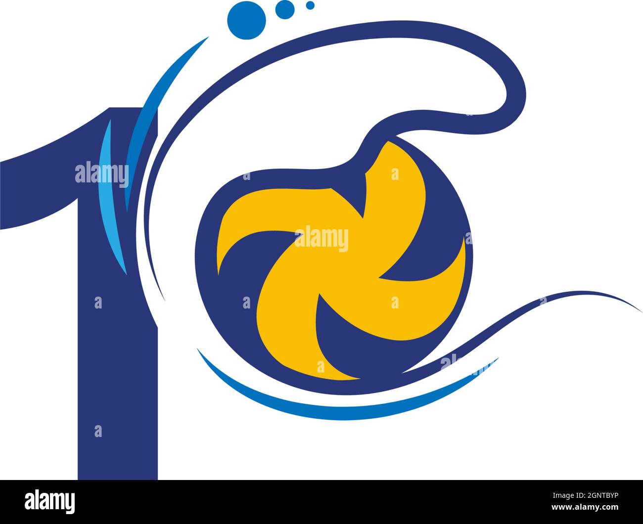 Number 1 logo and volleyball hit into the water waves Stock Vector ...