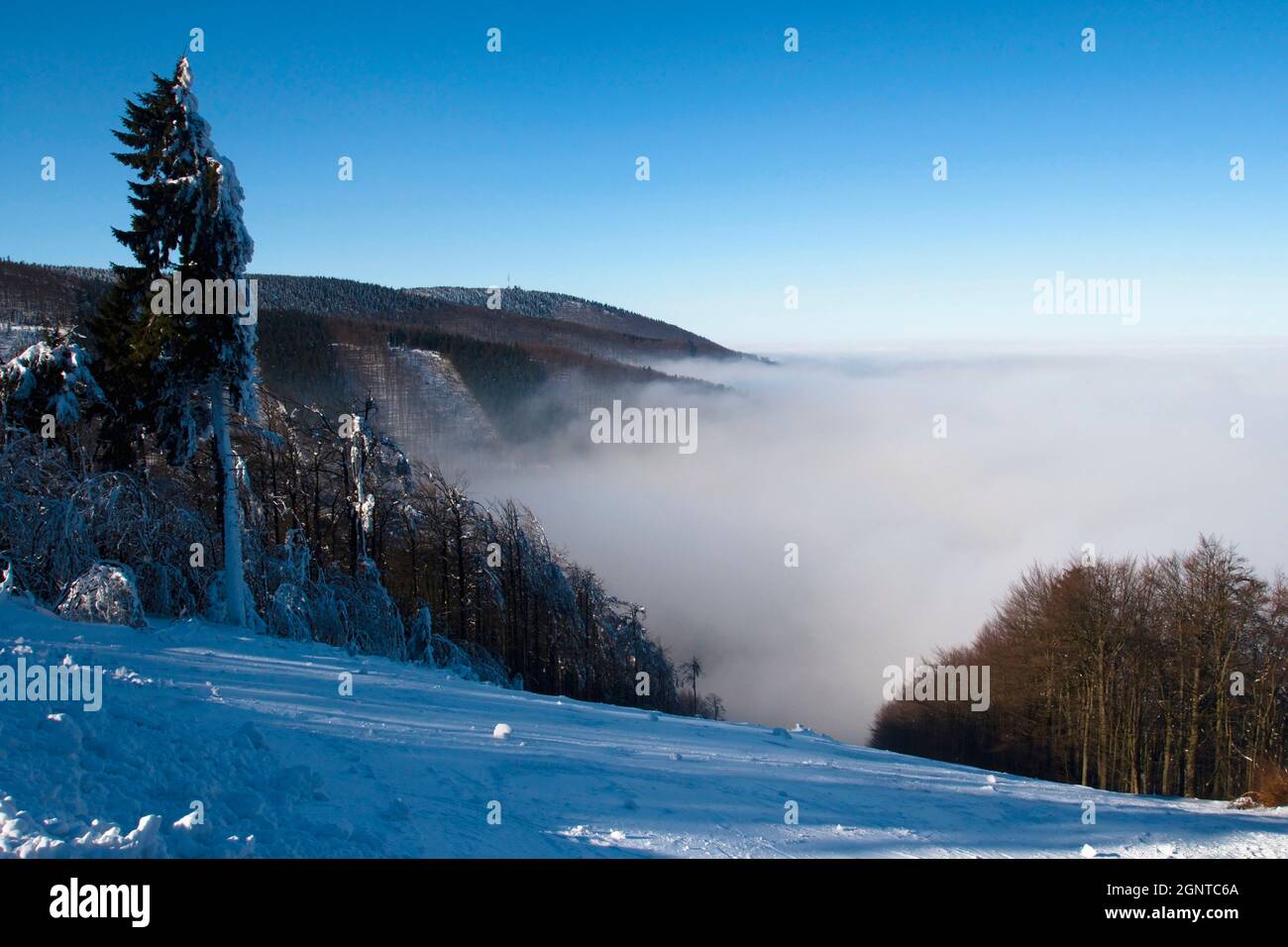 Ski slope in Pustevny in the Beskydy Mountains in Moravia in the Czech ...
