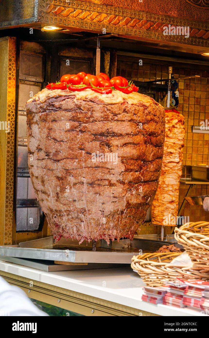 Traditional Turkish Doner Kebab meat. Shawarma or gyros. Turkish, greek ...