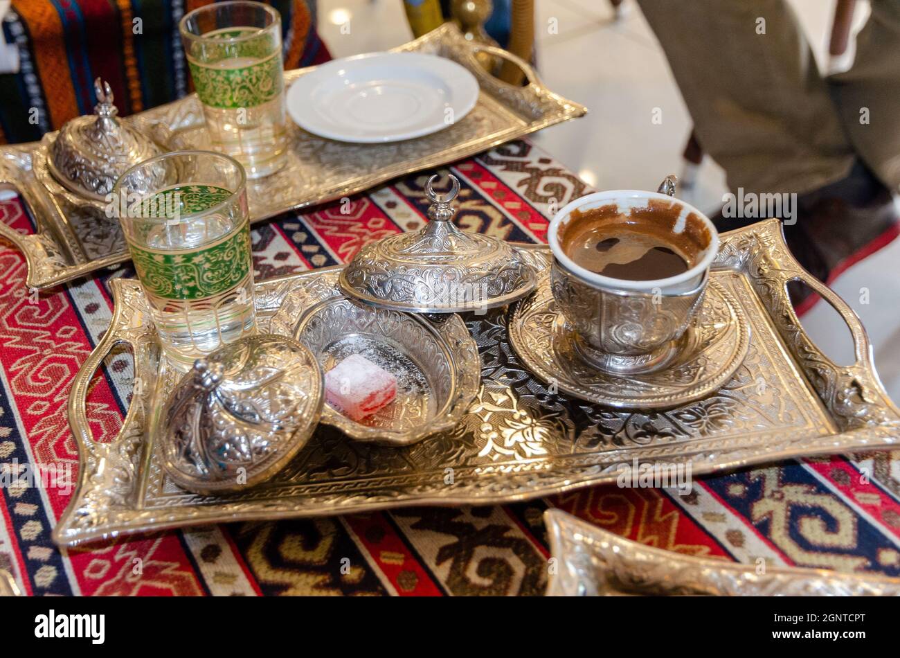 Coffee served in a Turkish cafe in the center of Istanbul Stock Photo ...