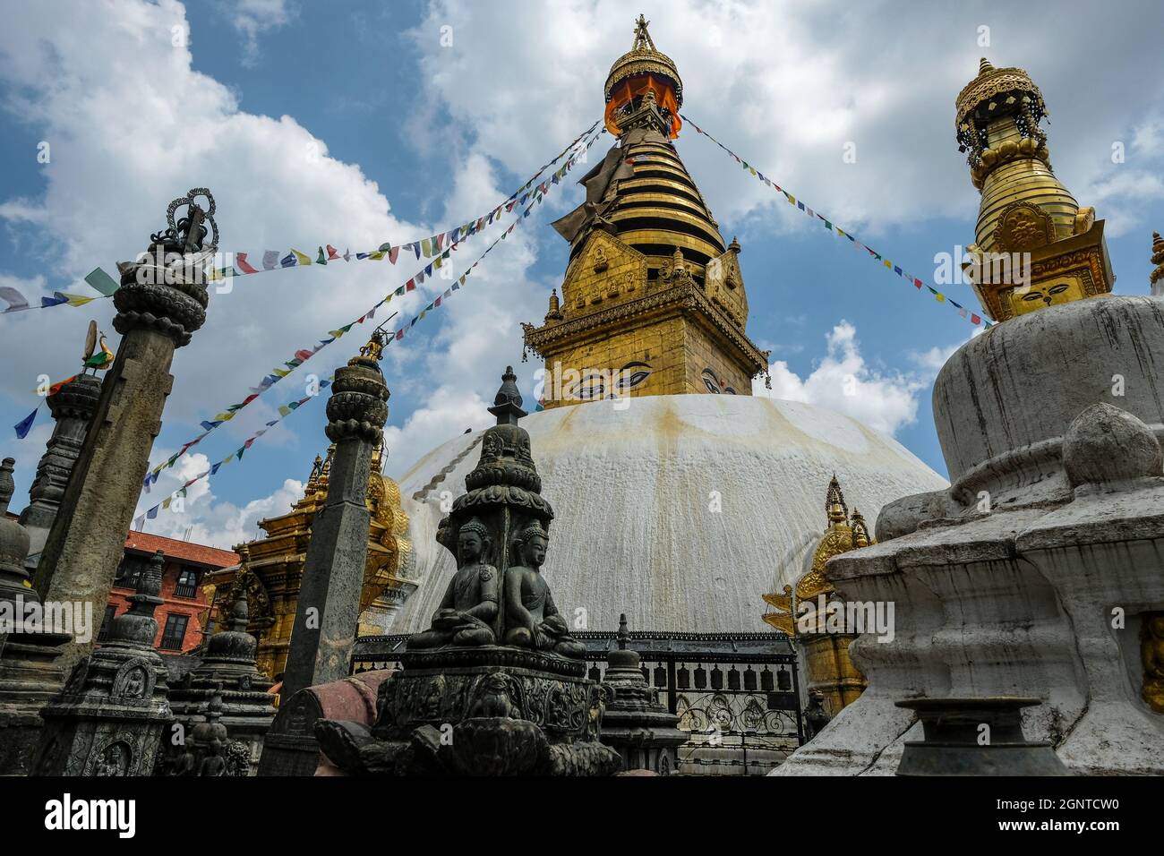 Swayambhunath Stupa is an ancient religious complex on top of a hill in ...