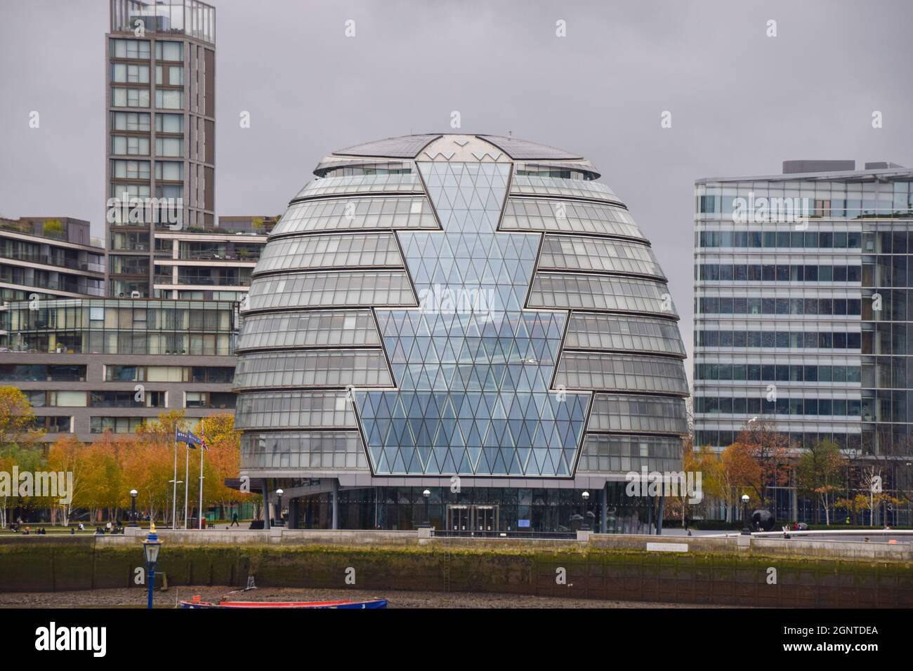 GLA Building, city hall, exterior daytime view, London, United Kingdom ...
