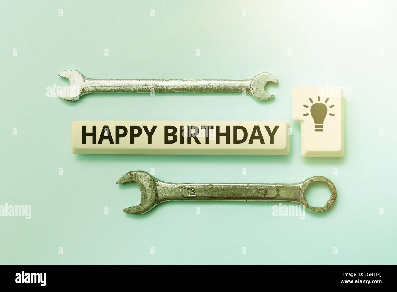 Text caption presenting Happy Birthday. Concept meaning The birth ...