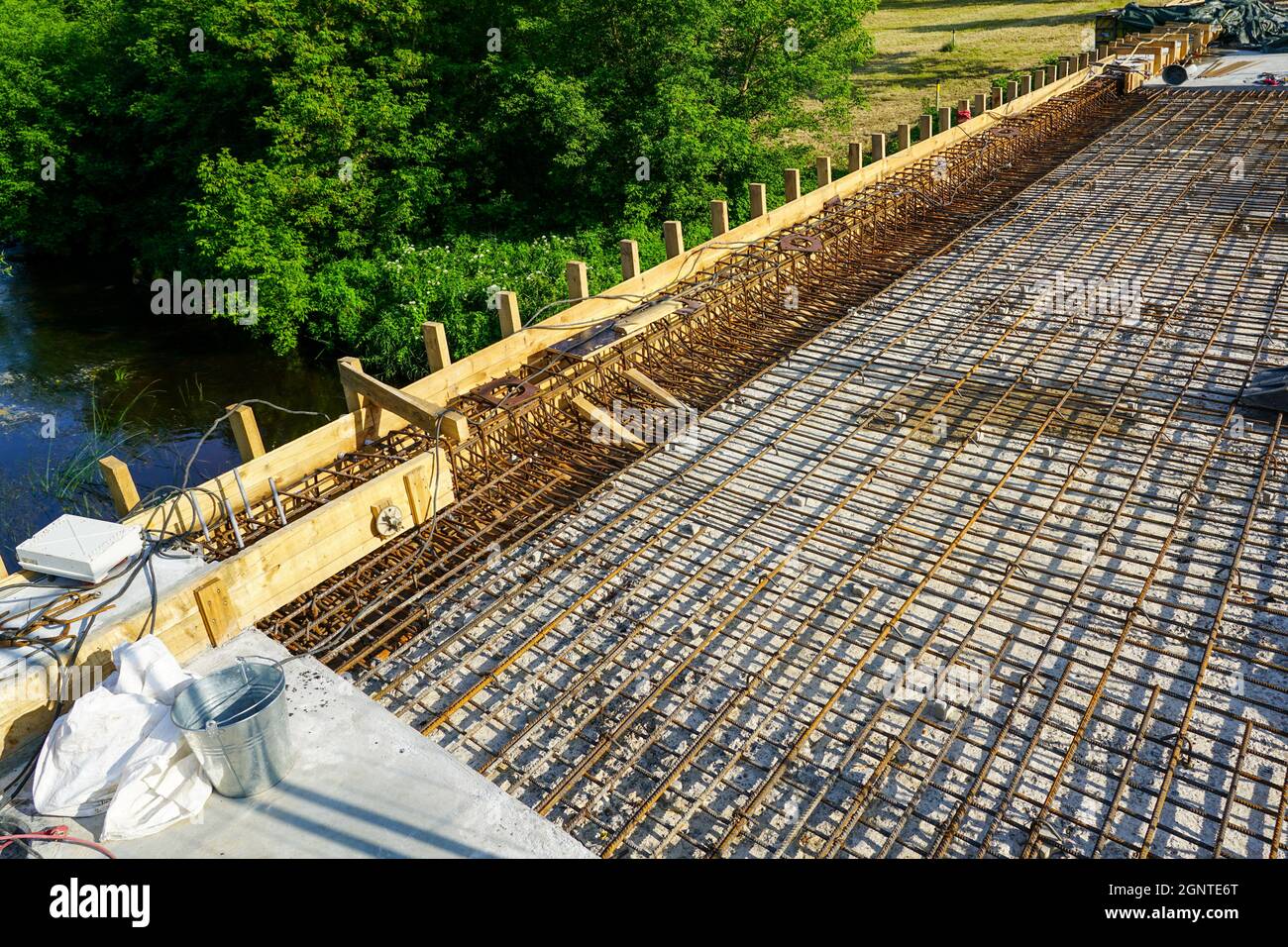 reconstruction of a small reinforced concrete bridge over the river in ...
