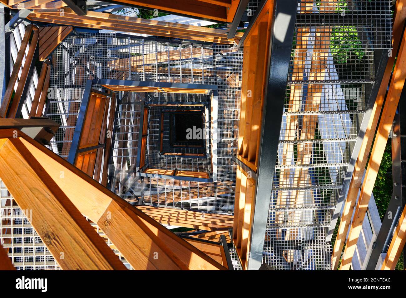 a fragment of the structure of a new modern metal observation tower ...