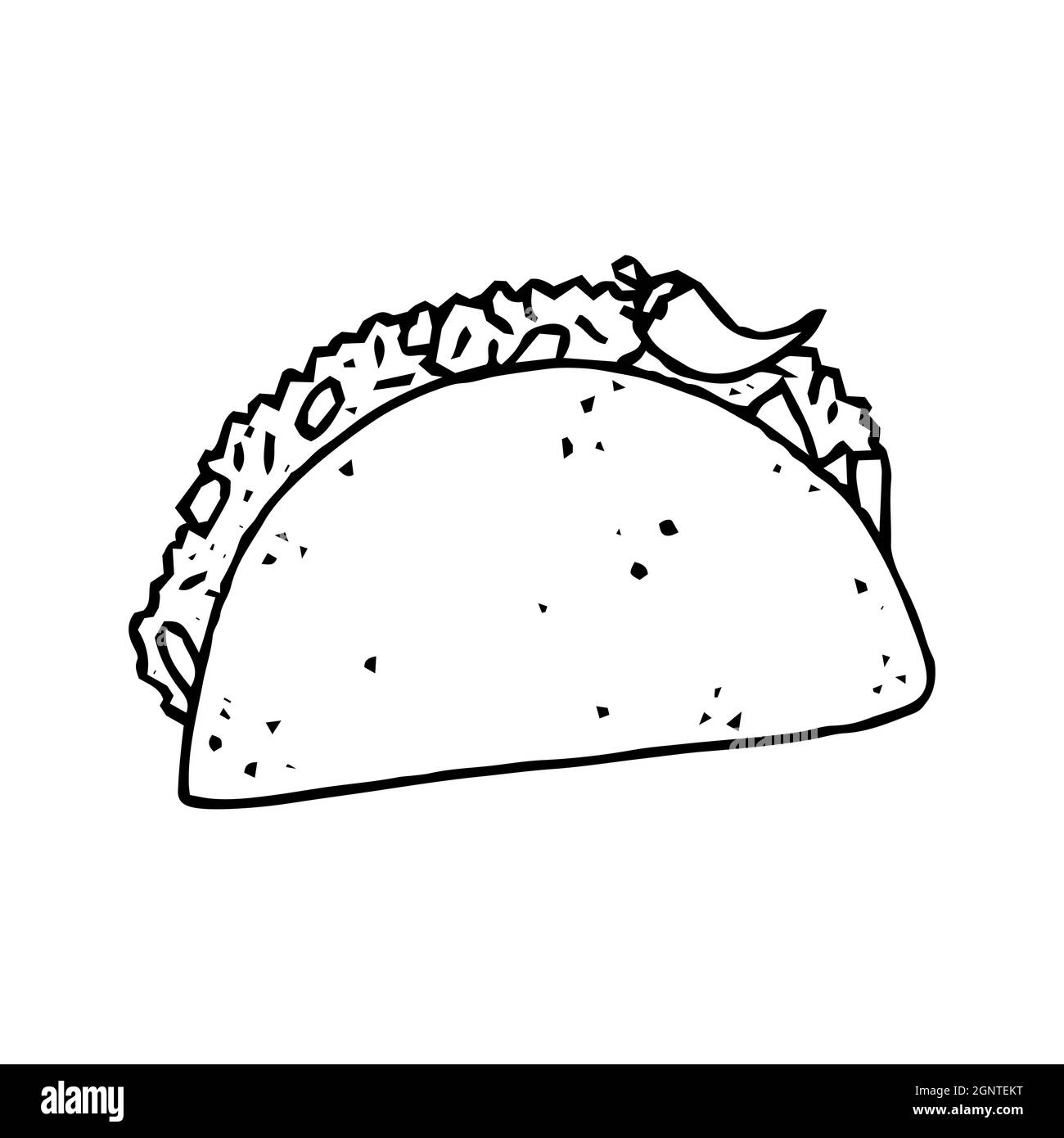 Taco hand draw line style. Vector illustration in doodle style isolated ...
