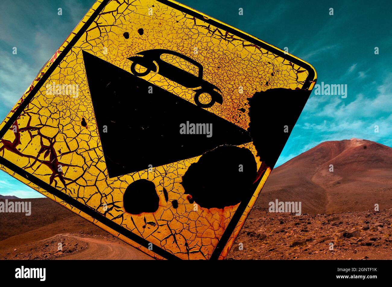 Signage on the road indicating the way down Stock Photo - Alamy