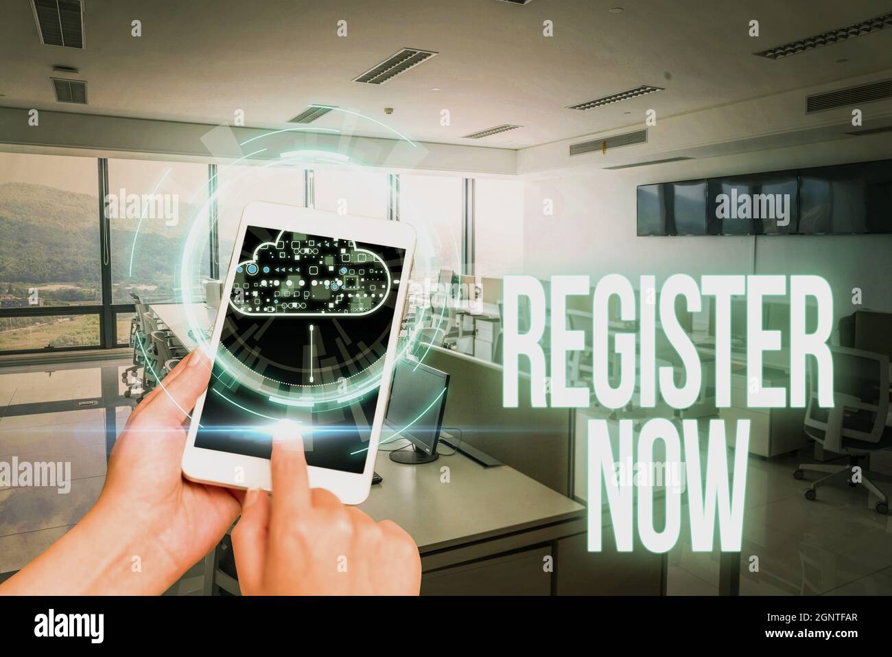 Apply today hand pressing hi-res stock photography and images - Alamy