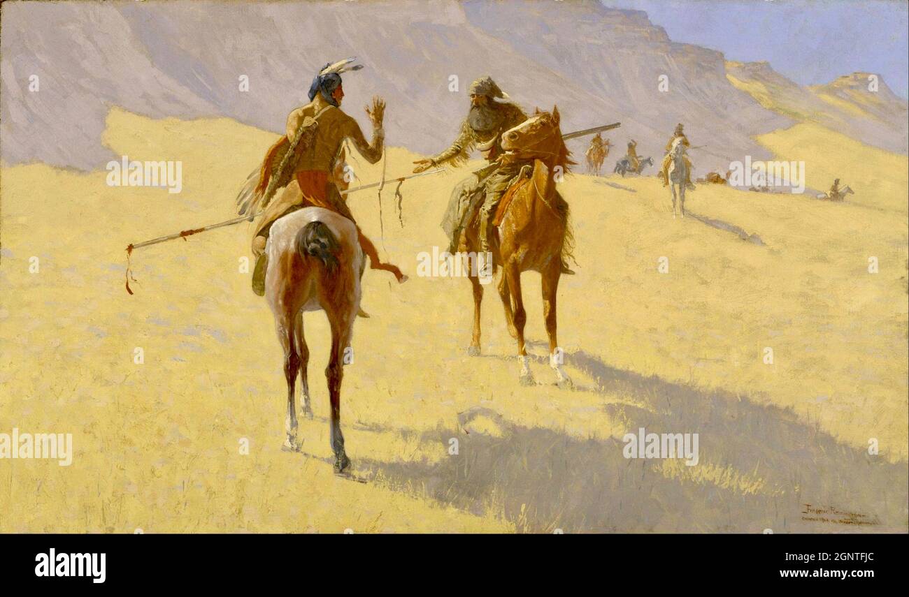 Frederick Remington artwork - The Parley - Native American and cowboy ...