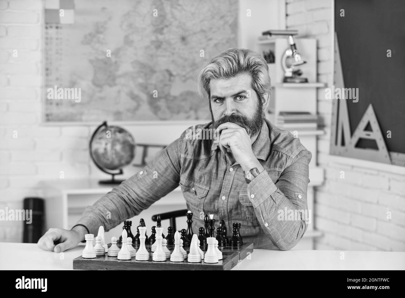 Strategy concept. School teacher. Do your own thinking independently ...