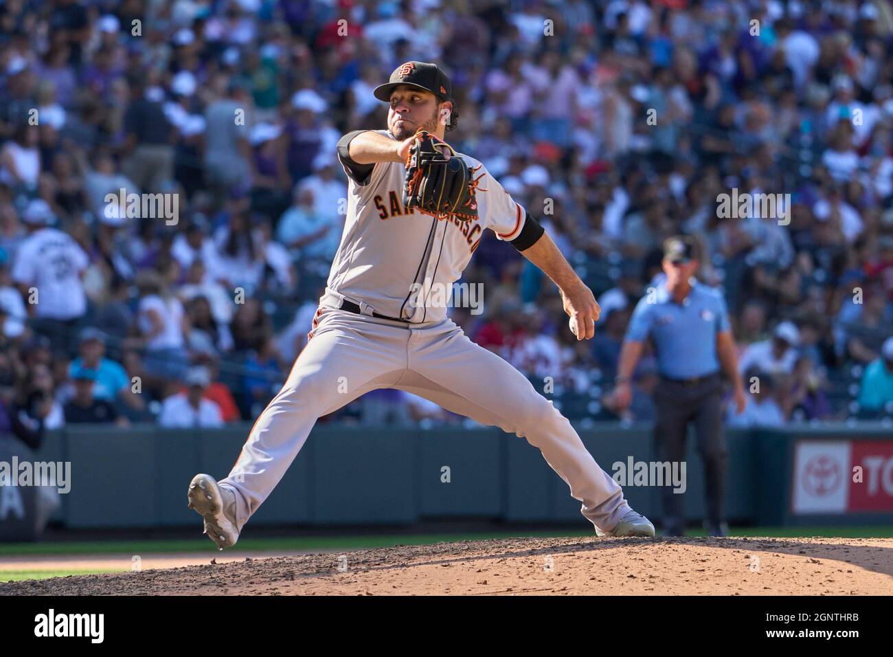 Denver CO, USA. 26th Sep, 2021. San Francisco pitcher Jose Alvarez (48 ...