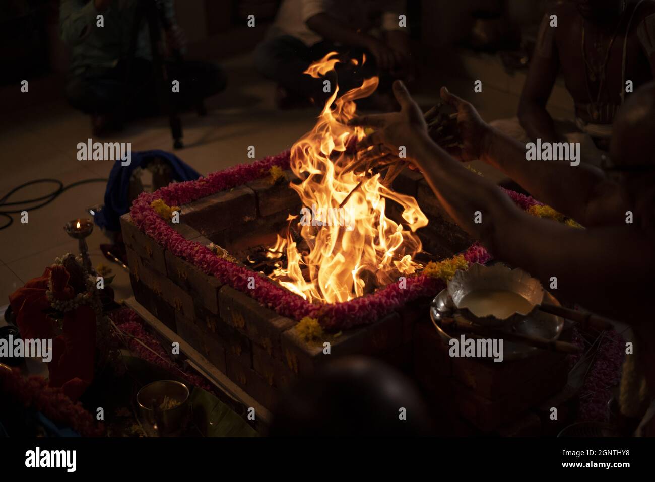 Selective of ritual fire in an Indian cultural ceremony Stock Photo - Alamy