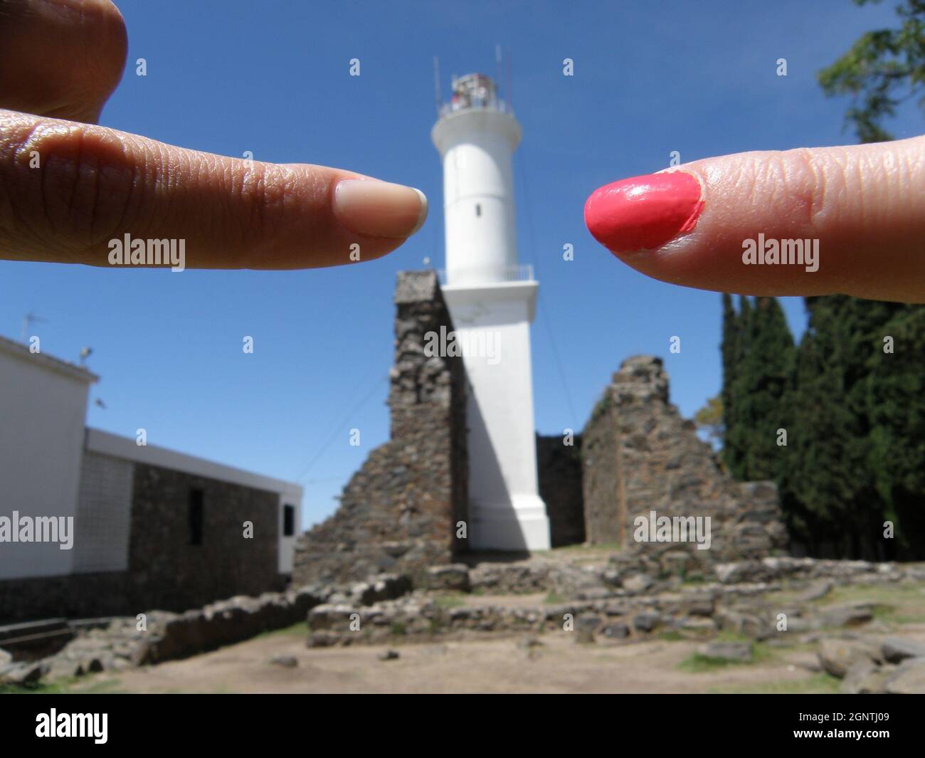 woman fingers pointing to the lighthouse Stock Photo - Alamy