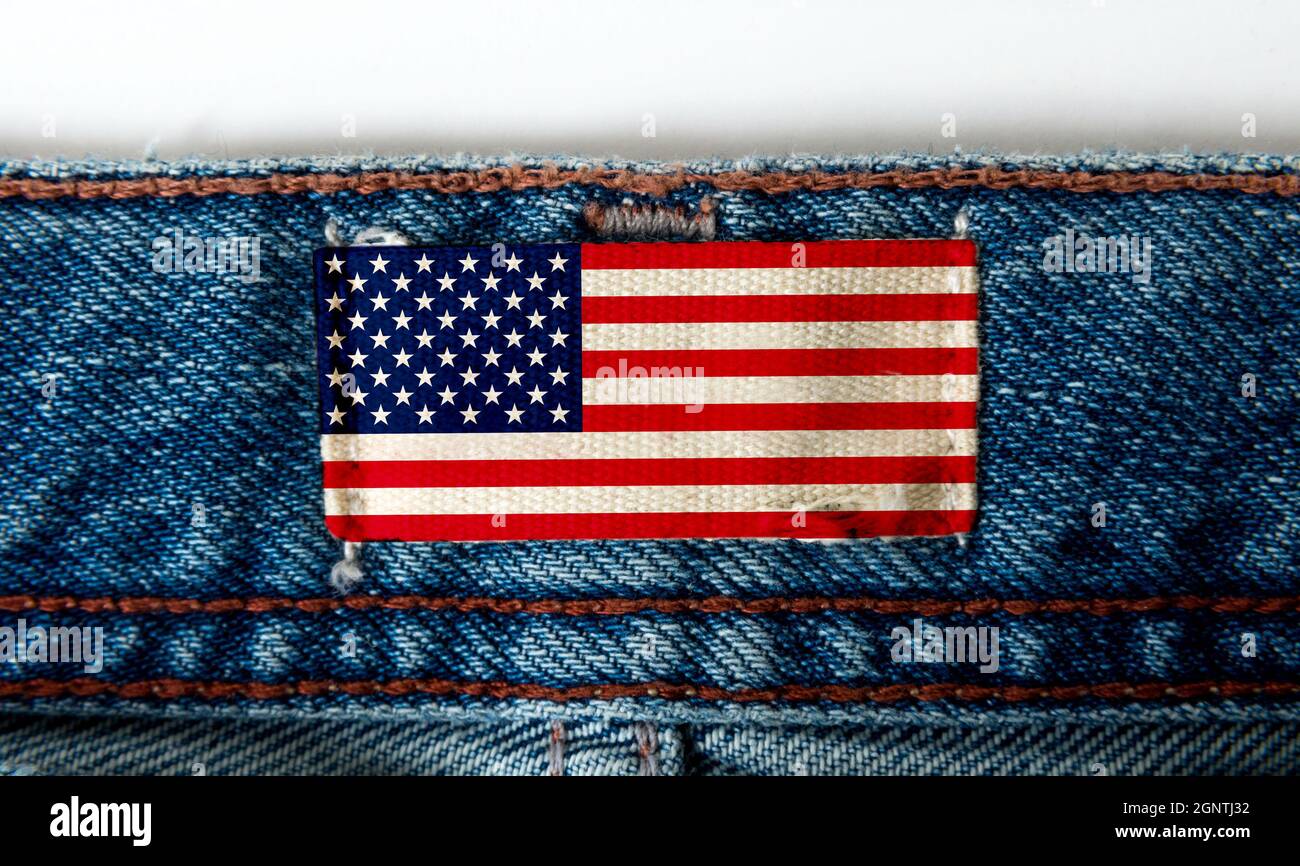 Flag on the label of the jeans Stock Photo - Alamy
