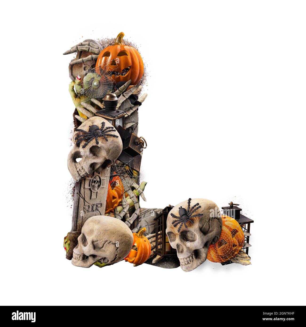 Letter L made of variety Halloween objects Stock Photo - Alamy