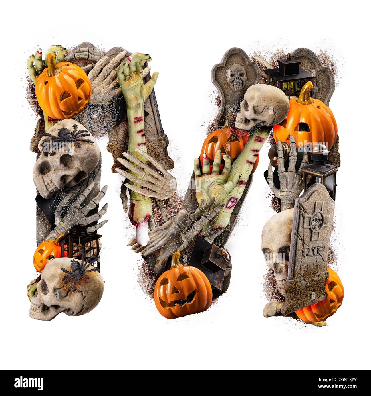 Letter M made of variety Halloween objects Stock Photo - Alamy