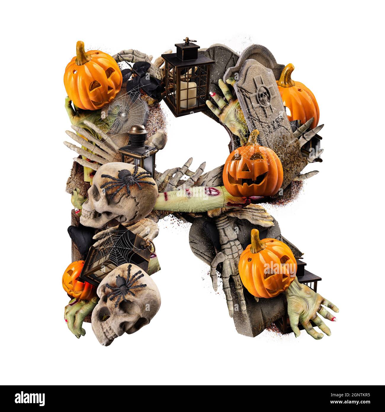 Letter R made of variety Halloween objects Stock Photo - Alamy