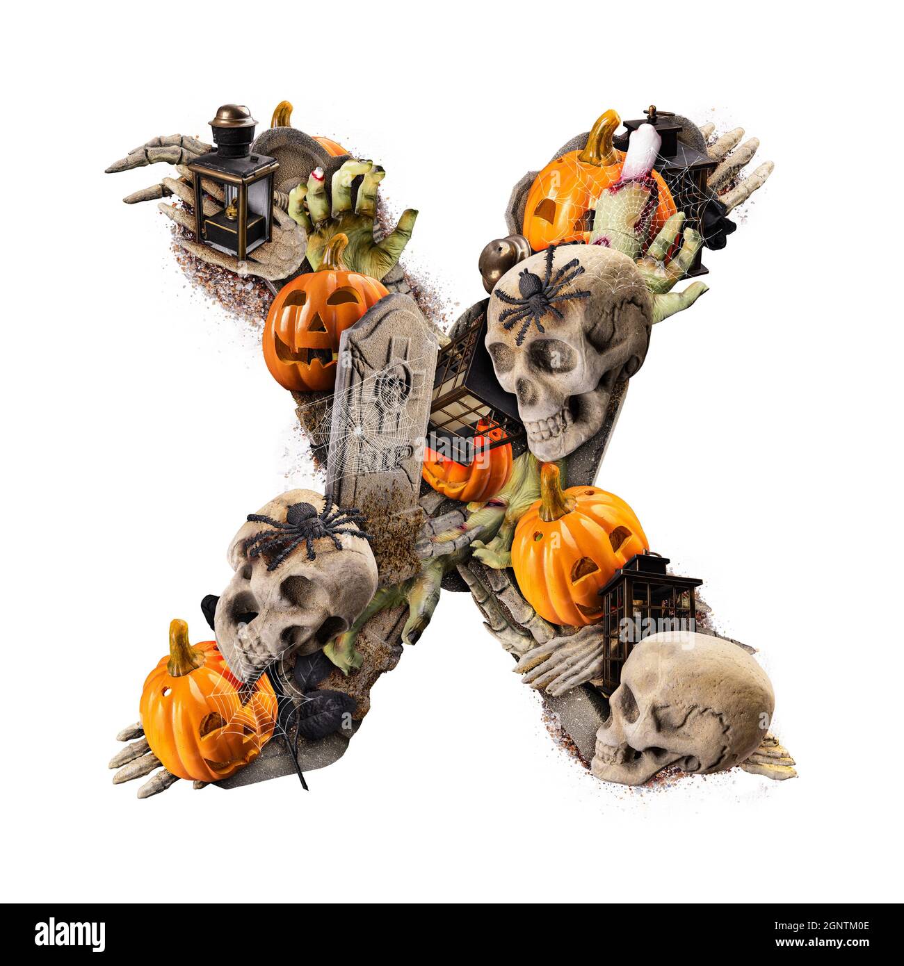 Letter X made of variety Halloween objects Stock Photo - Alamy