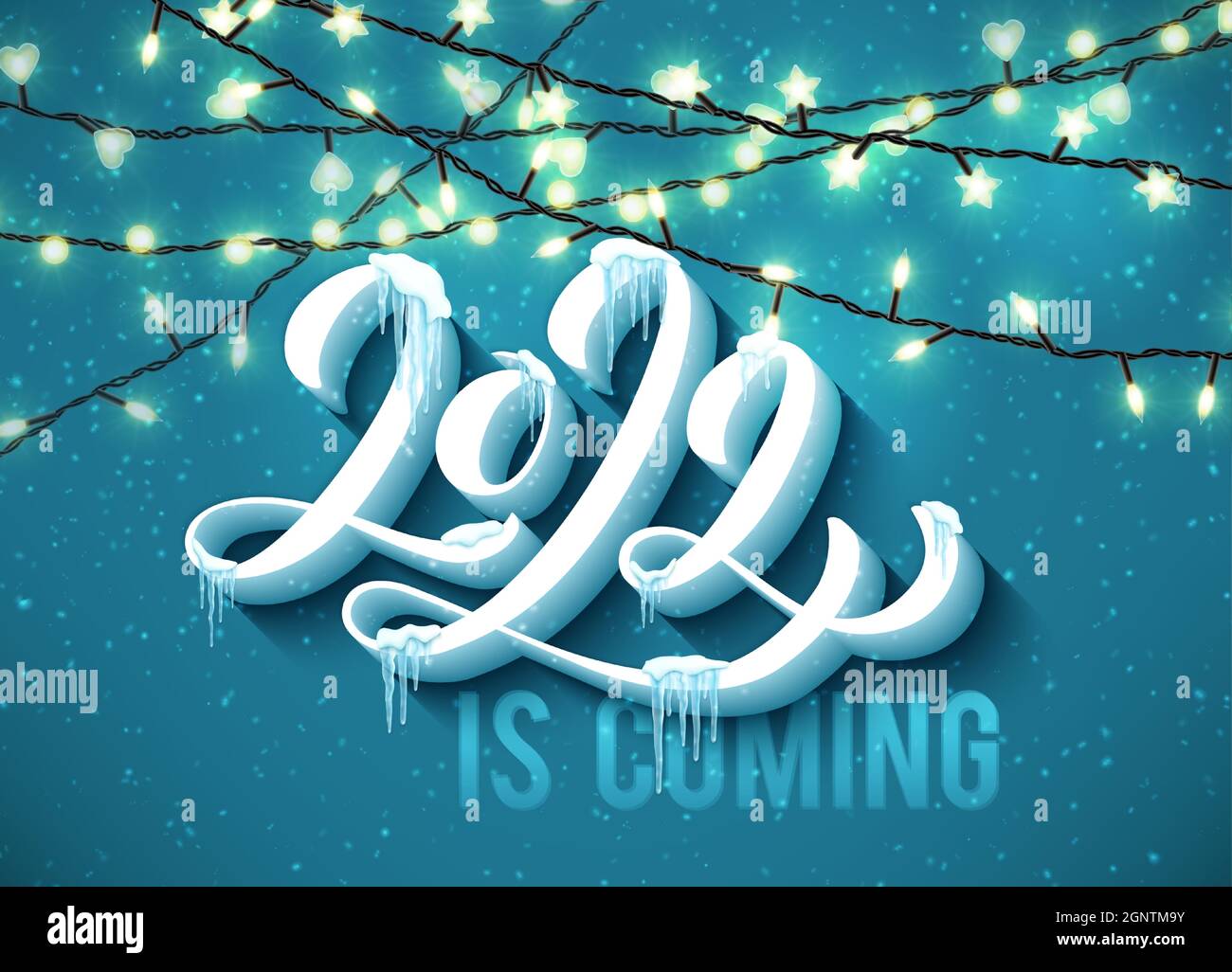 Happy New 2022 Year is coming, poster with lettering composition ...