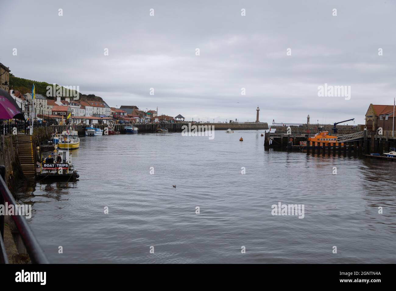 Whitby Harbour looking out to sea Stock Photo - Alamy
