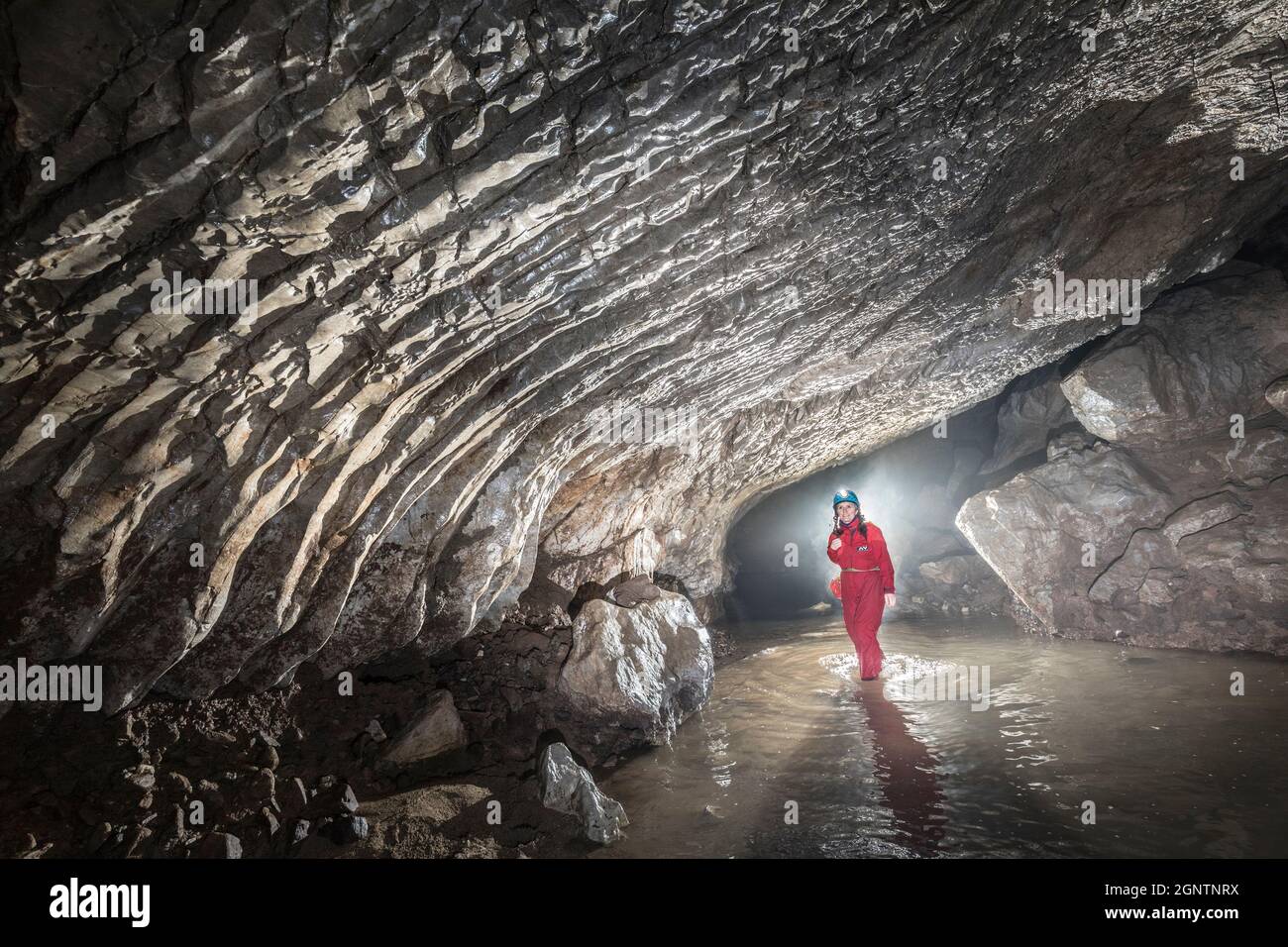Caver in Kagekiyo-do cave, Japan Stock Photo - Alamy