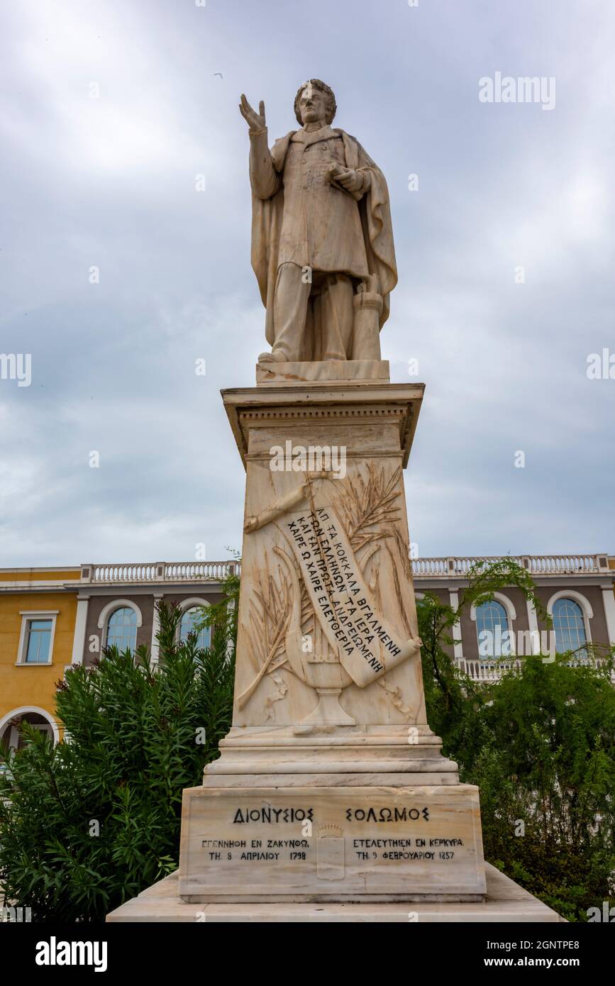 dionysios solomos statue in solomos square zante town zakynthos greece ...