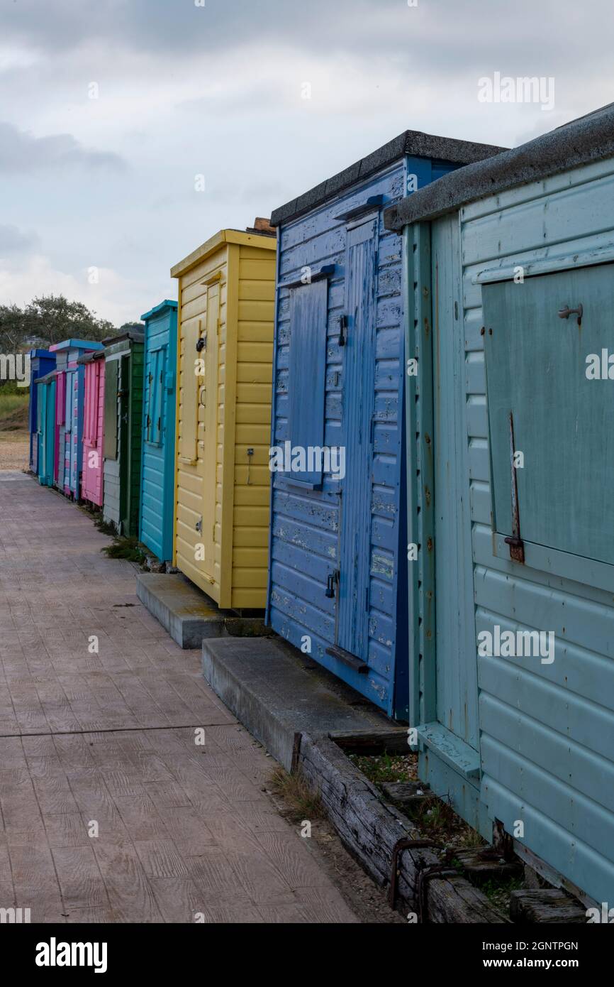 colourful beach huts at bembridge st helens duver on the coast of the ...