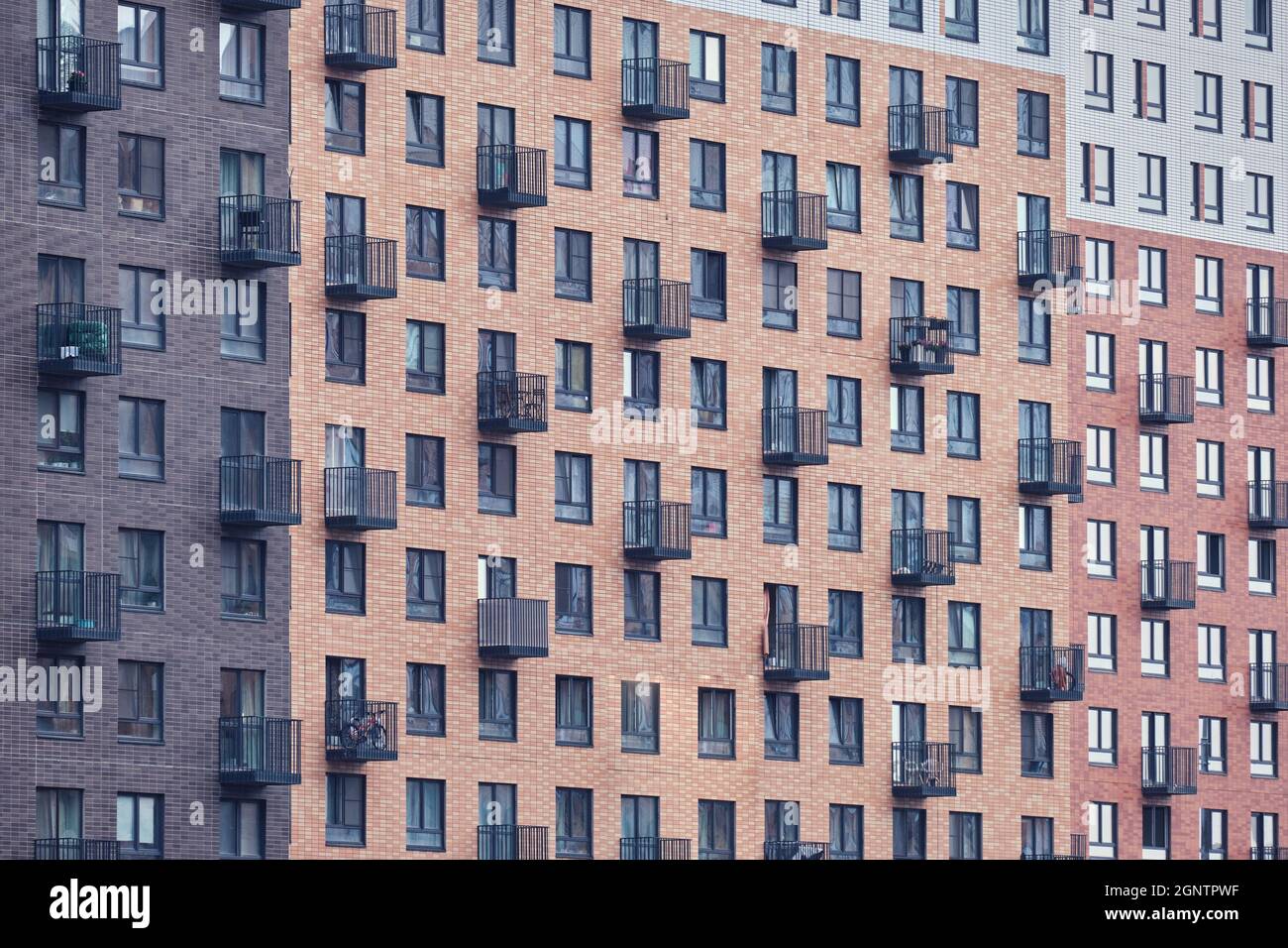 Windows on the facades of high-rise apartment buildings, close-up Stock ...