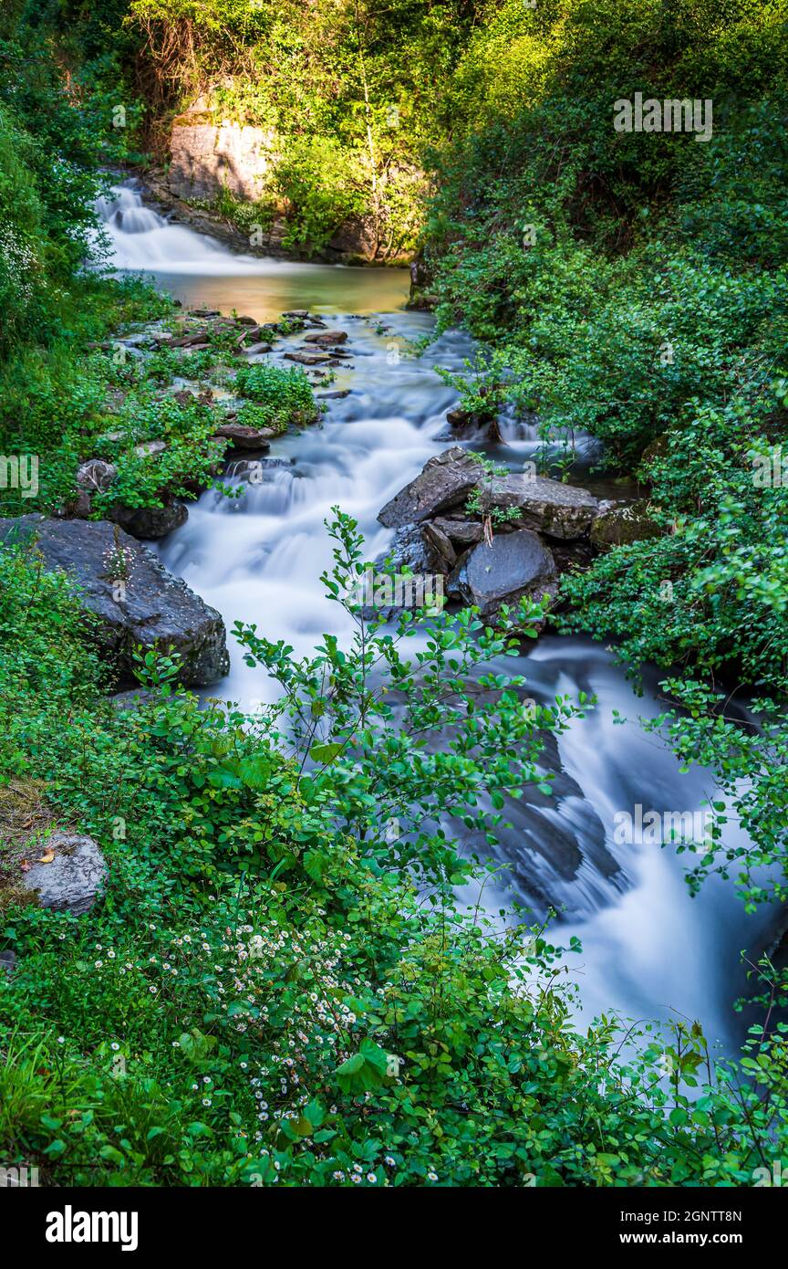 Long exposure of the little waterfalls of a river in Calvari, Italy ...