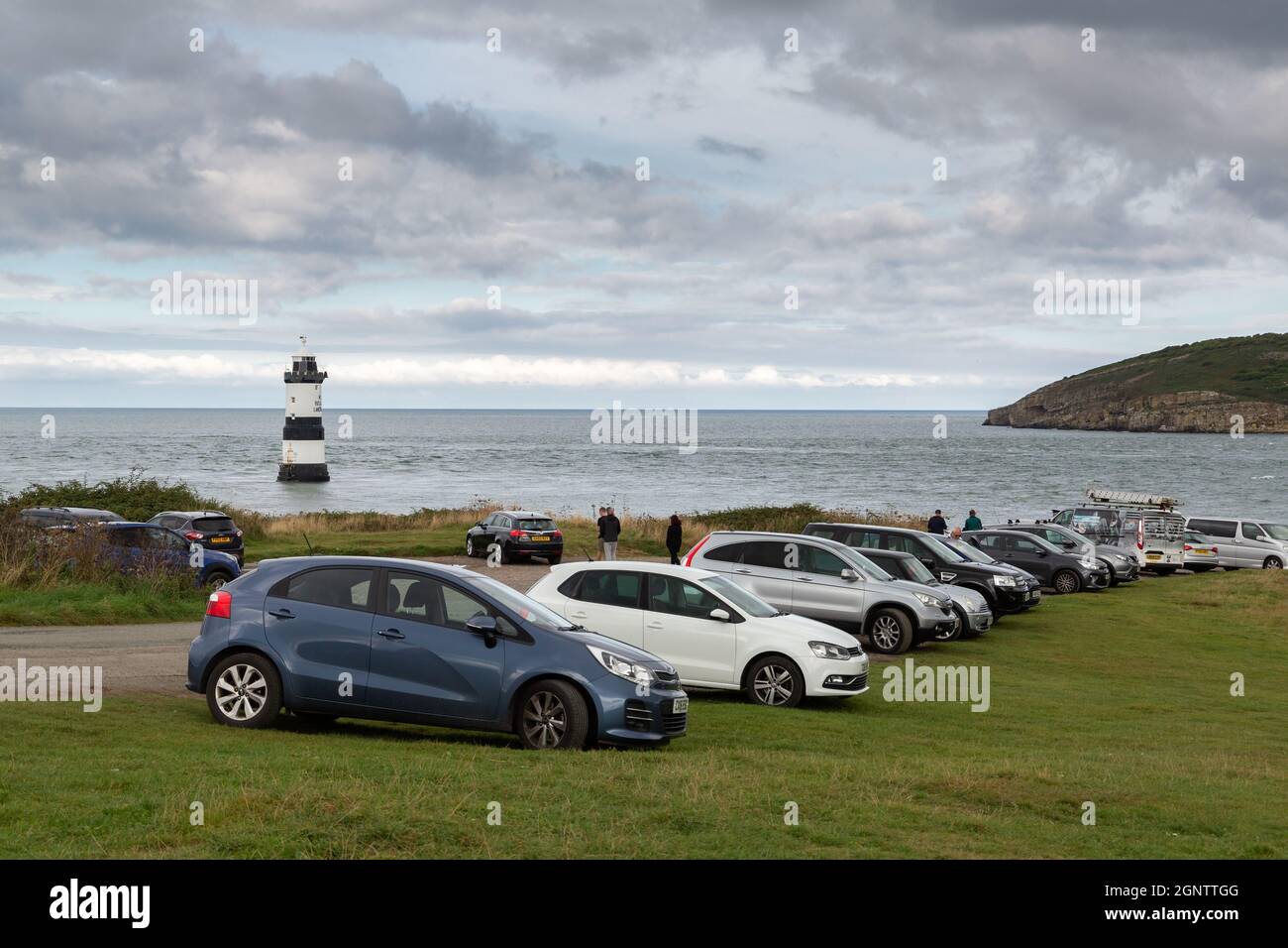 Penmon point, Wales: Car park at Trwyn Du lighthouse viewpoint ...