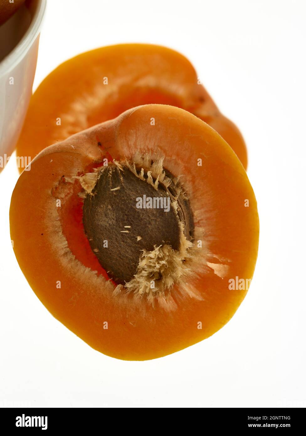 Colourful and sweet Apricots still-life against plain white background ...