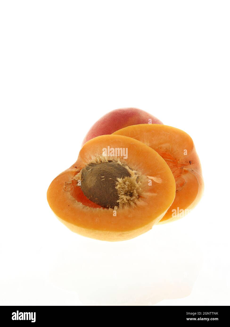 Colourful and sweet Apricots still-life against plain white background ...