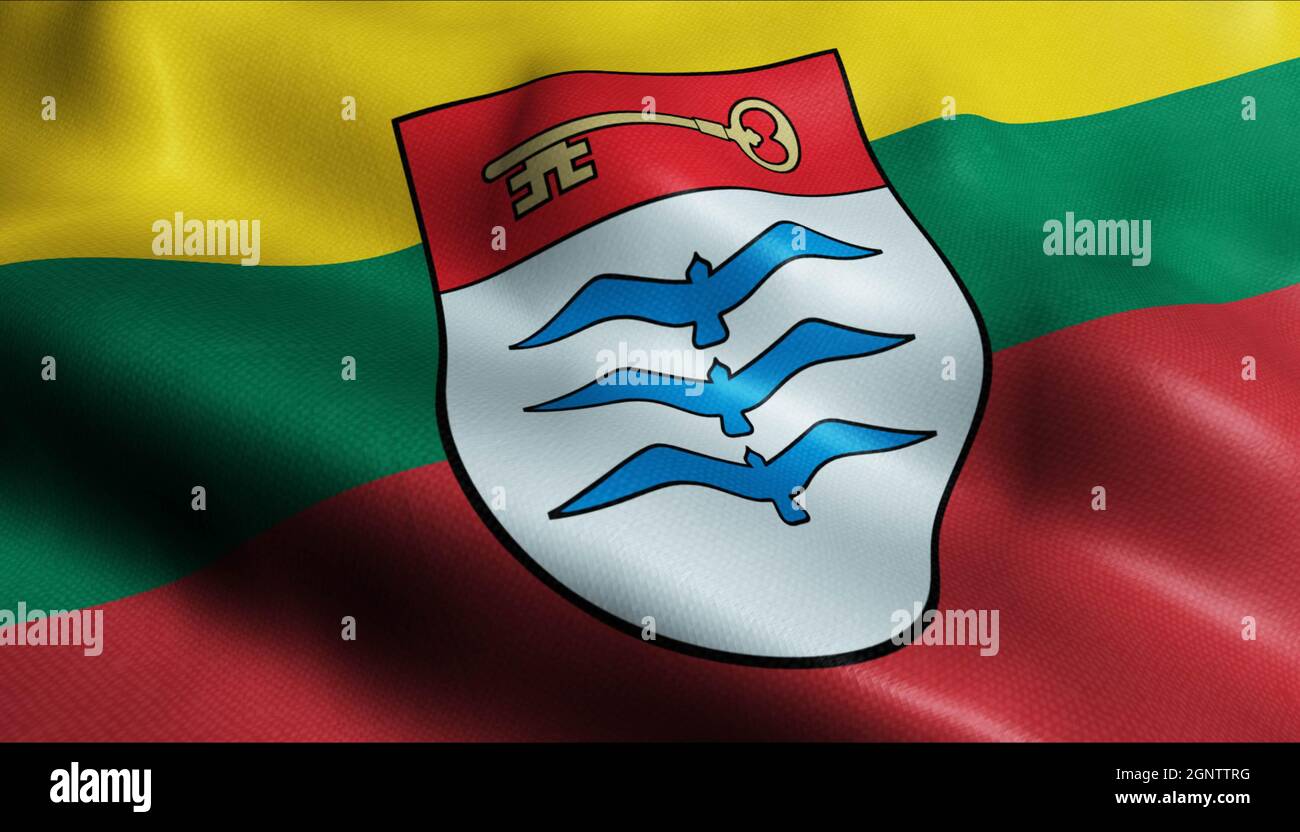 3D Illustration of a waving Lithuanian city flag of Moletai Stock Photo ...