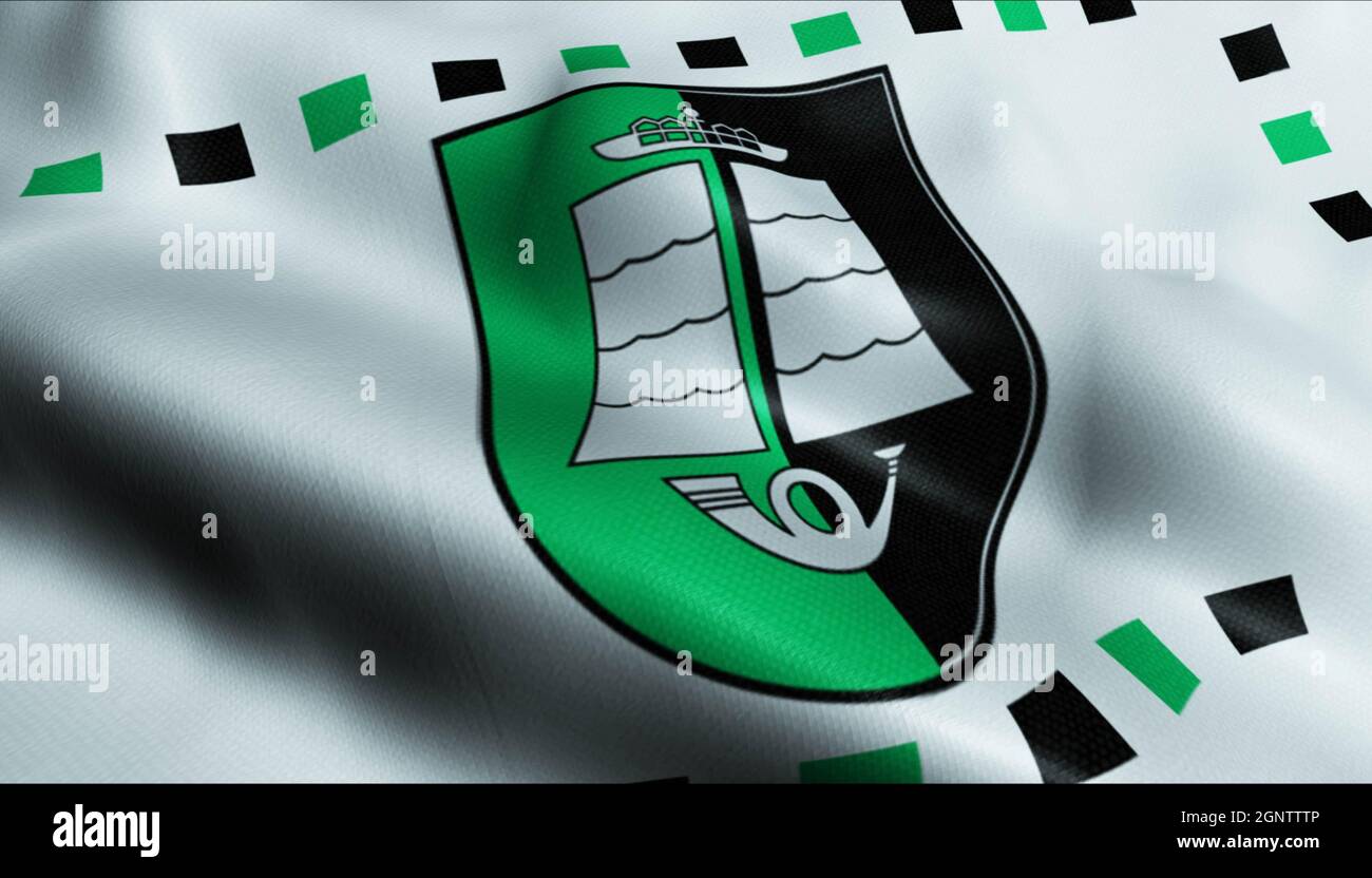 3D Illustration of a waving Lithuanian city flag of Silute Stock Photo ...