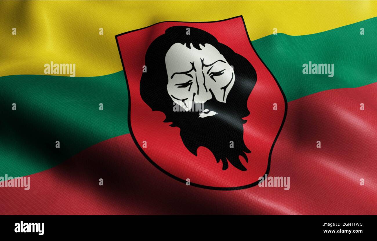 3D Illustration of a waving Lithuanian city flag of Trakai Stock Photo ...