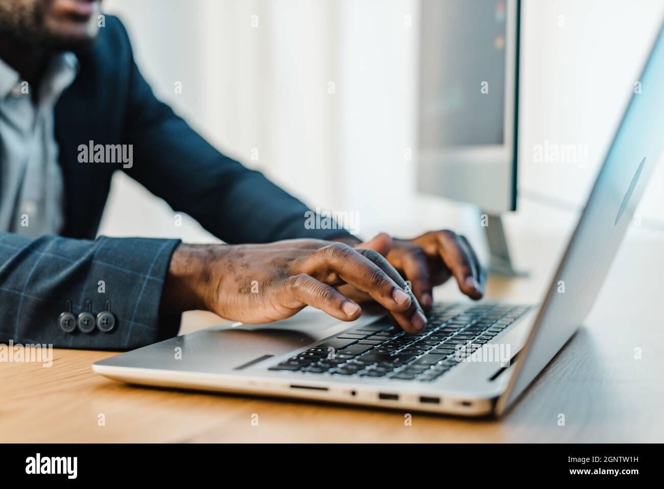 African american businessman typing using hi-res stock photography and ...