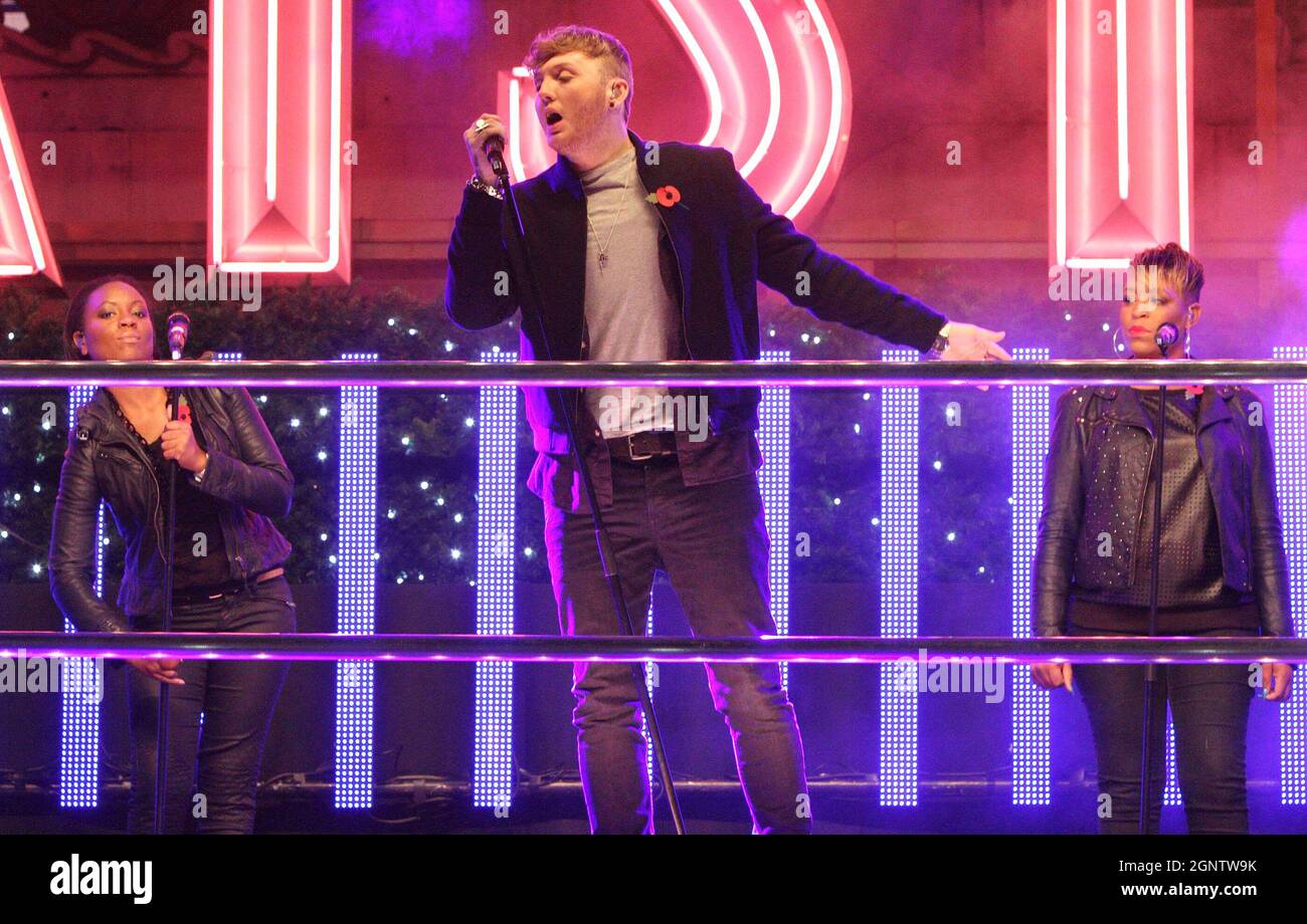London. UK. James Arthur performs and switches on the lights at the ...