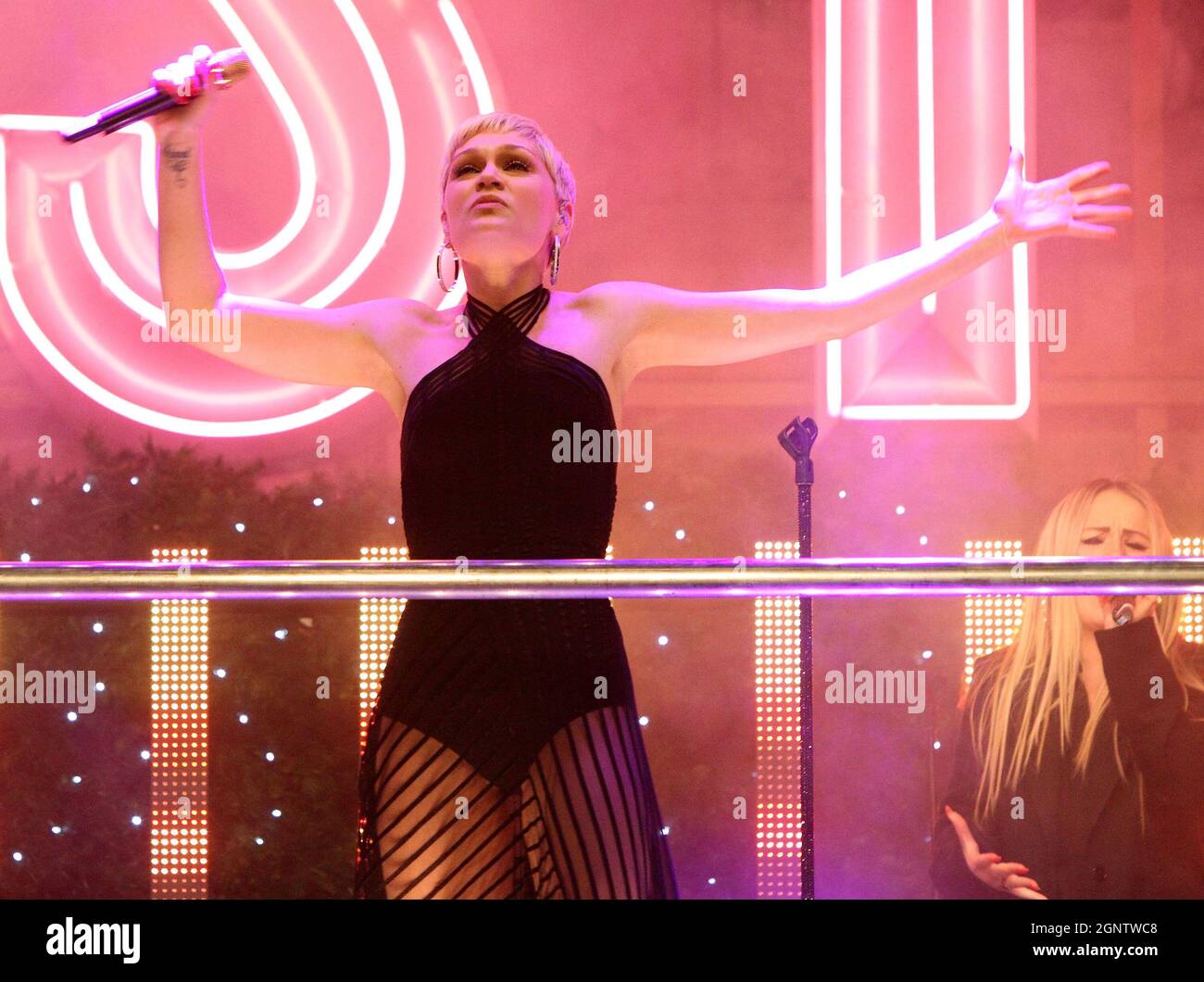 London. UK. Jessie J performs and switches on the lights at the Oxford ...