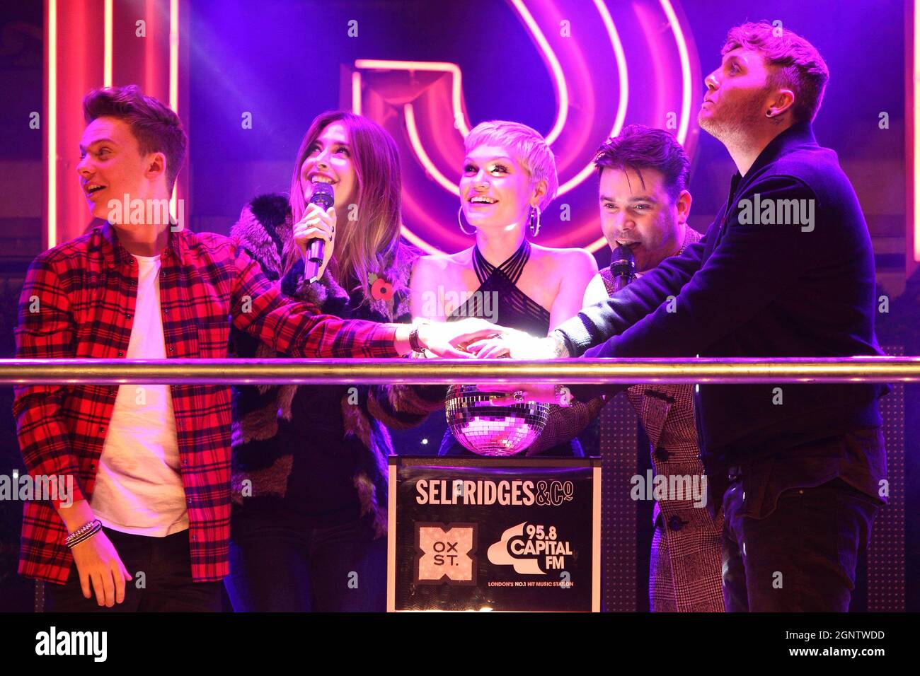 London. UK. Conor Maynard, Jessie J and James Arthur switch on the ...