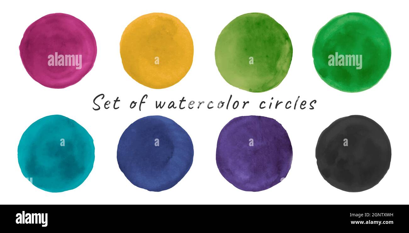 Watercolor circles illustration. Vector abstract spots background. Set ...