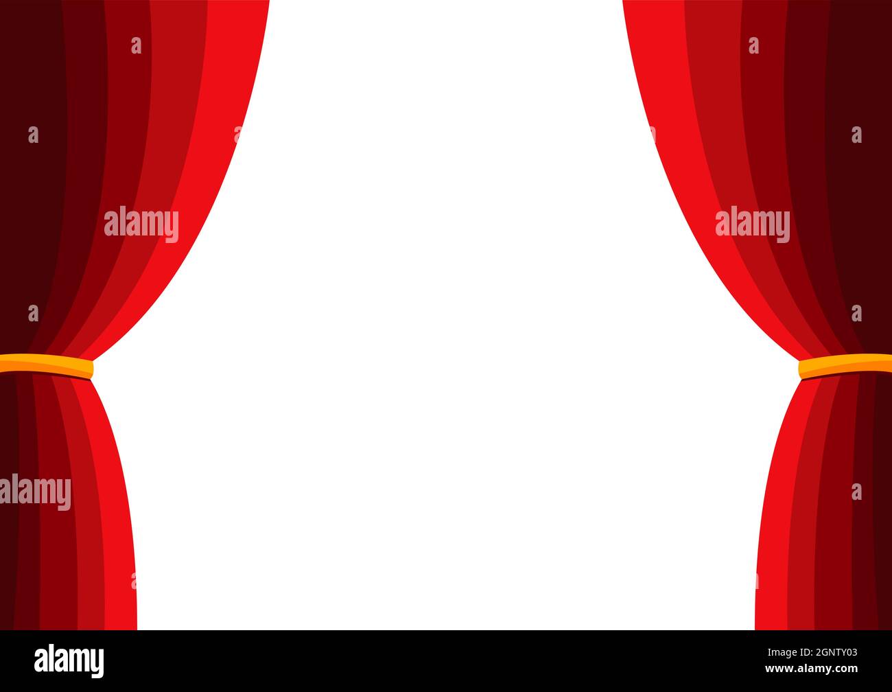 Red curtain flat simple illustration. Vector red curtain open cinema ...