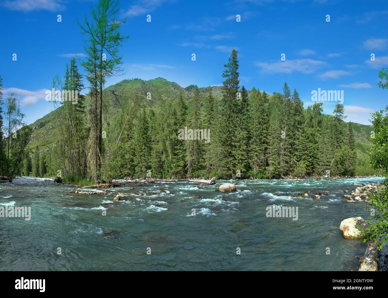 Geography, potamology. Middle Siberia (south part). Panorama of ...