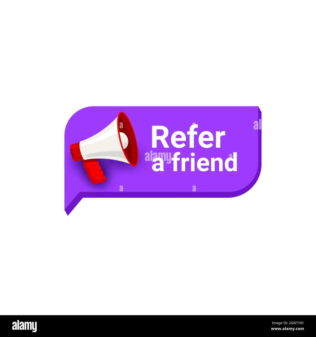 Refer friend logo icon loudspeaker. Referral recommend icon offer alert ...
