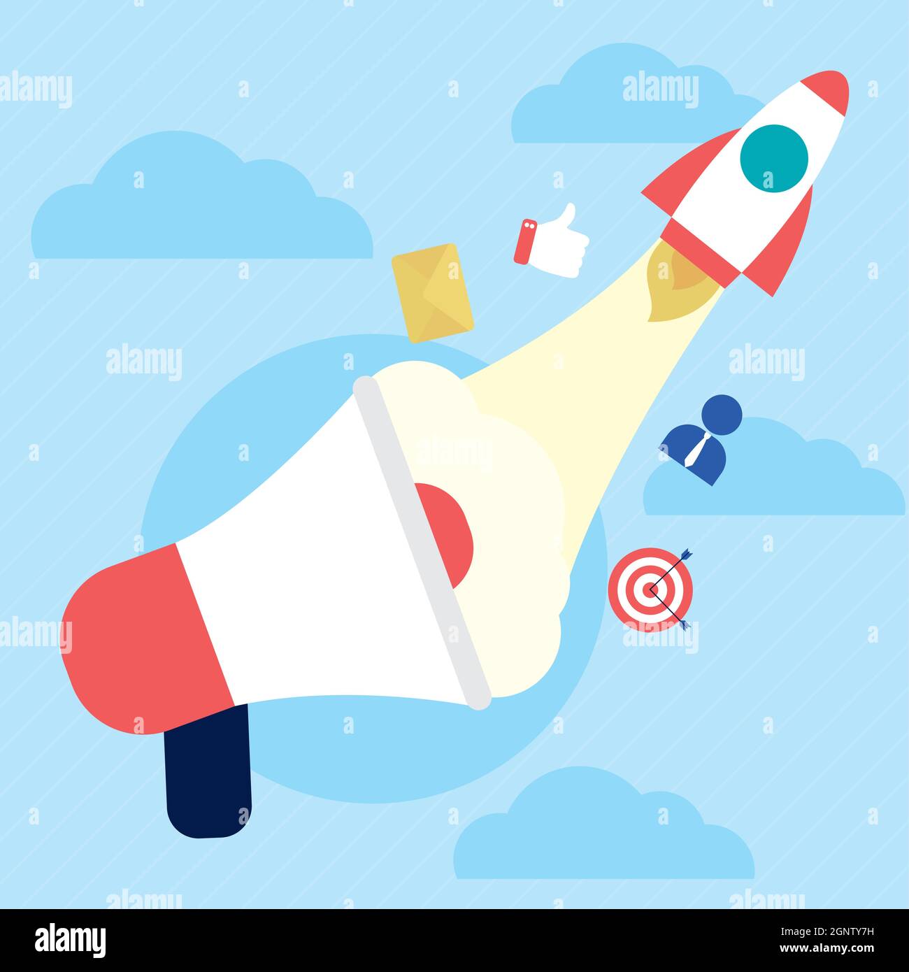 illustration of megaphone with marketing icons Stock Vector Image & Art ...
