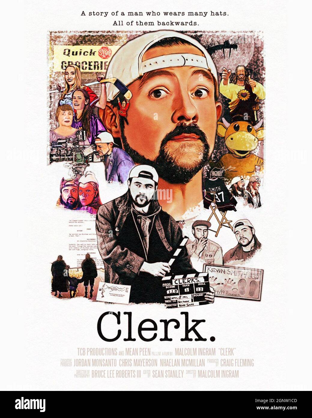 CLERK, poster, Kevin Smith (center, and in white hats), Harley Quinn ...