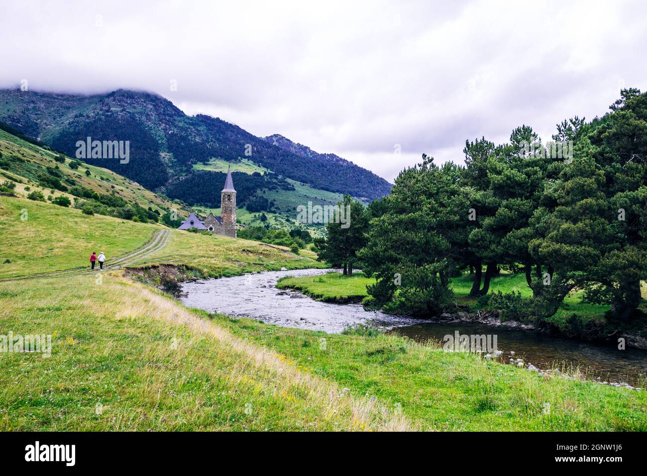 Beautiful landscape of the Aran Valley with Montgarri Monastery in the ...