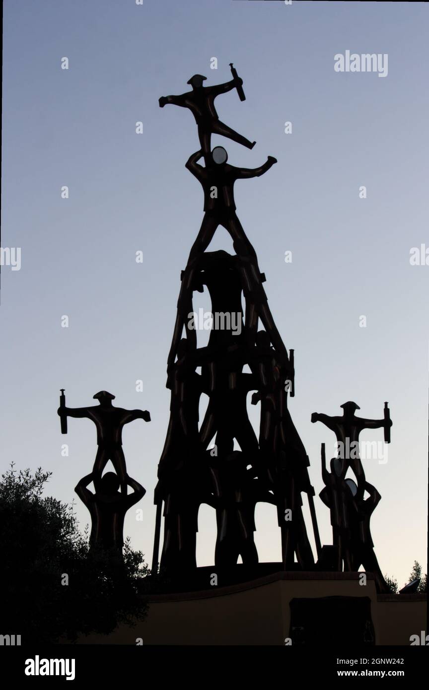 April, 2016. Algemesí, Valencia, Spain. Backlight of the monument to ...