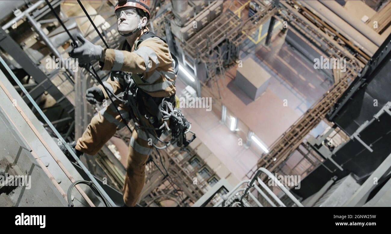 THE RESCUE, Jason Mallinson, rappels down industrial site, 2021 ...