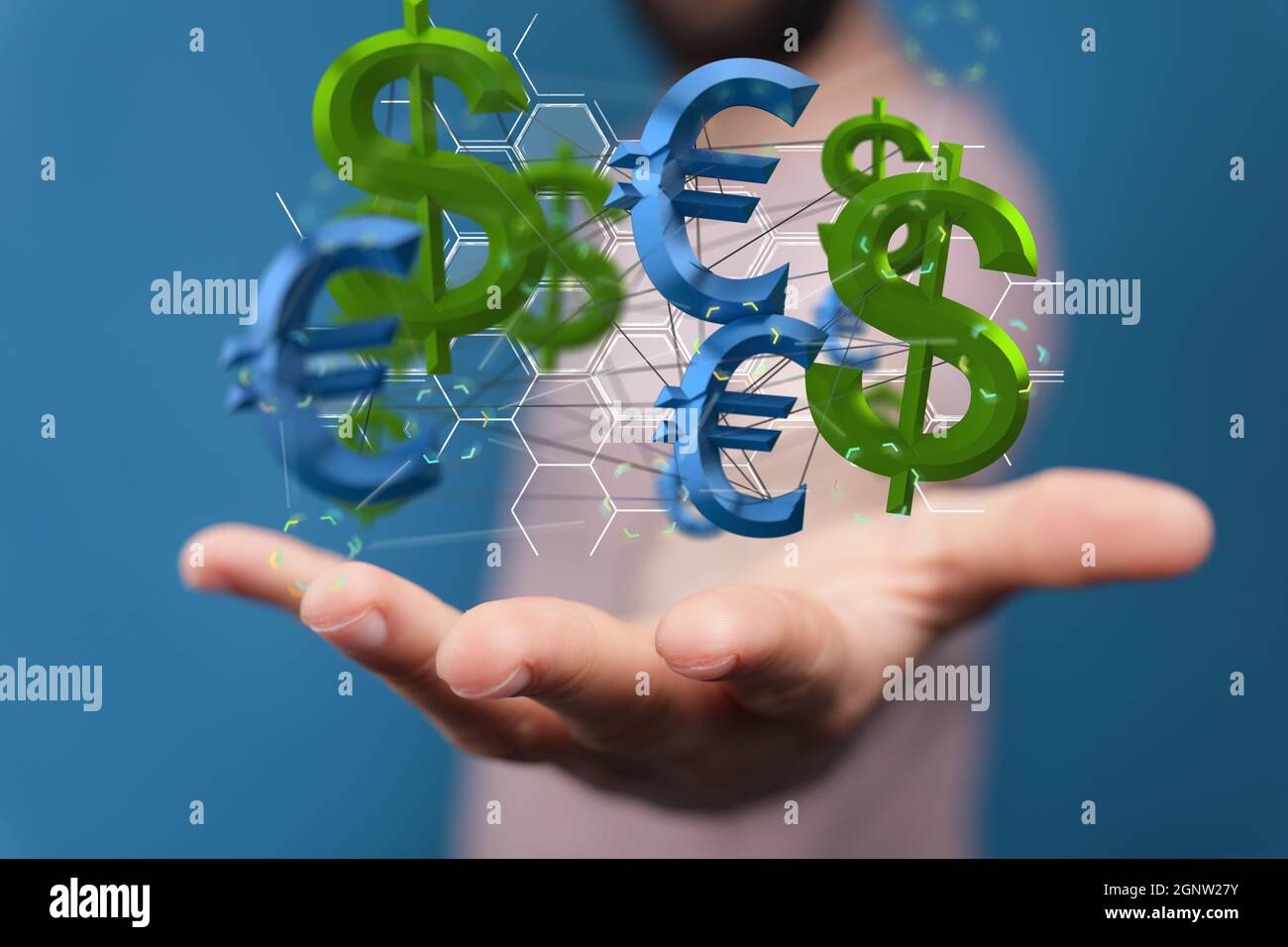 3d rendering of Main world currency theme dollar and euro background ...