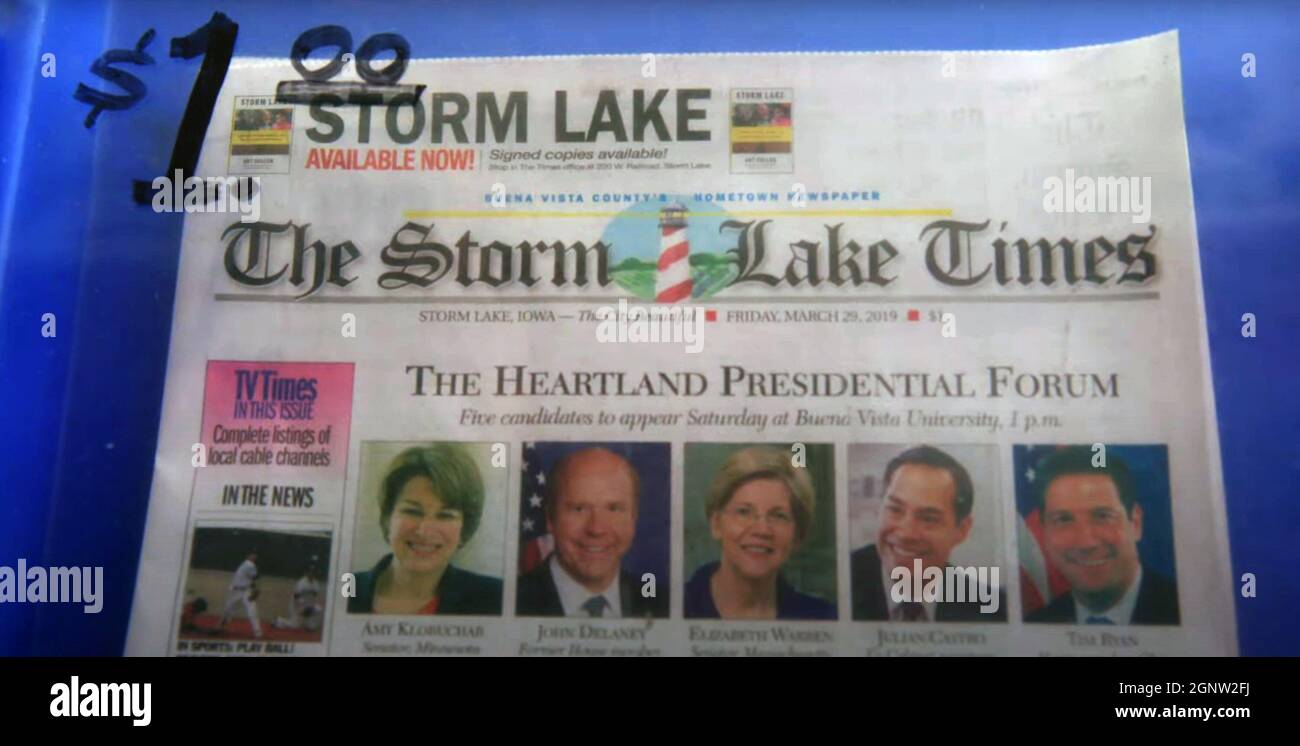 STORM LAKE, The Storm Lake Times, as seen at a vending machine, 2021 ...